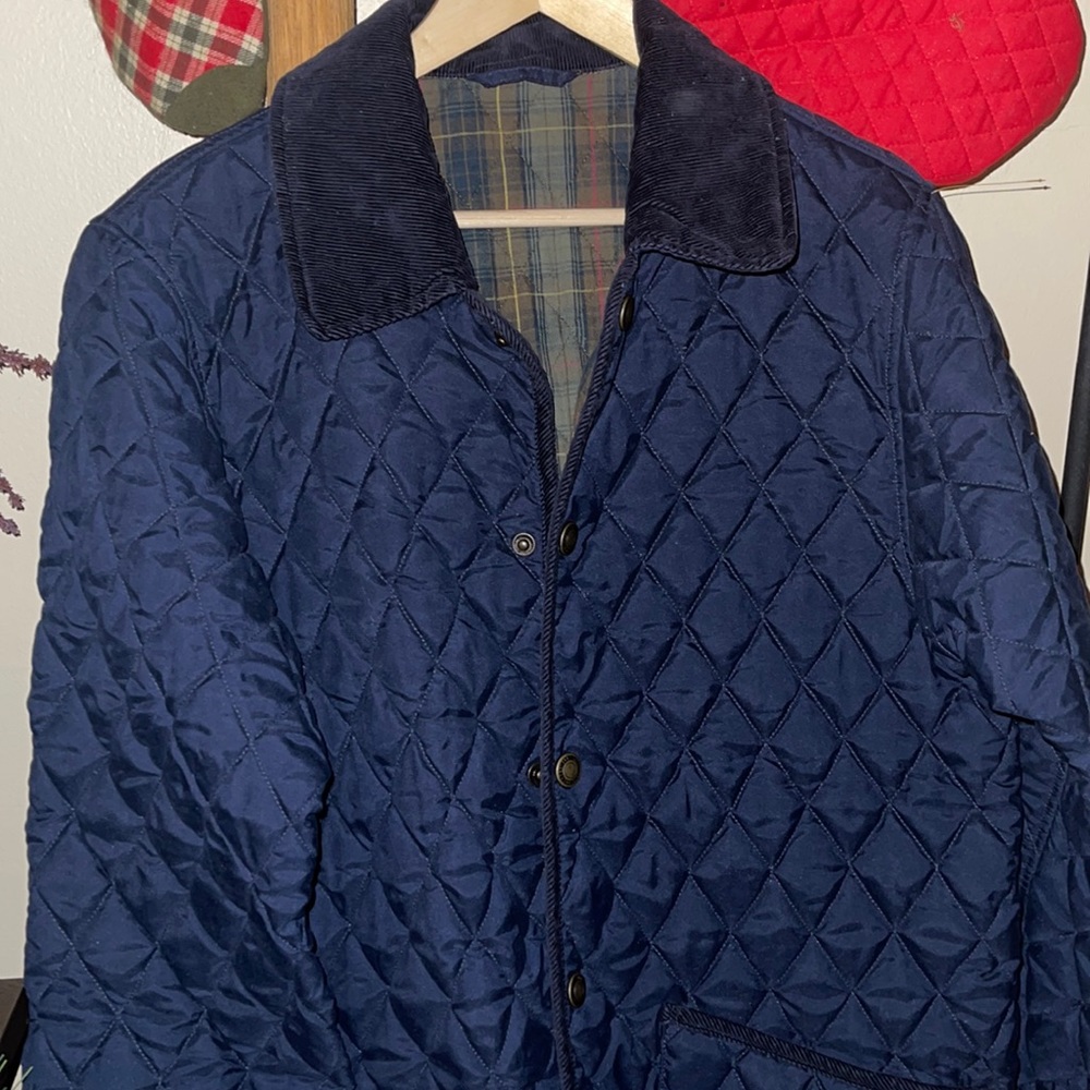Rare Vintage 1990s Quilted Winter Jacket With Corduro… - Gem